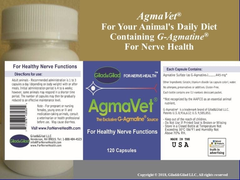 AgmaVet® 120-Count Product For Animals Nerve Health - Gilad & Gilad